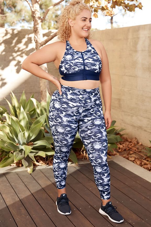 PowerHold® High Waisted Navy Camo Print Leggings | Fabletics